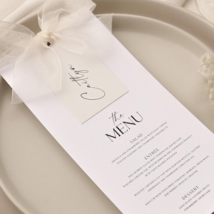 Wedding Menu Cards Place Settings Bundle Digital Template Minimalist ...