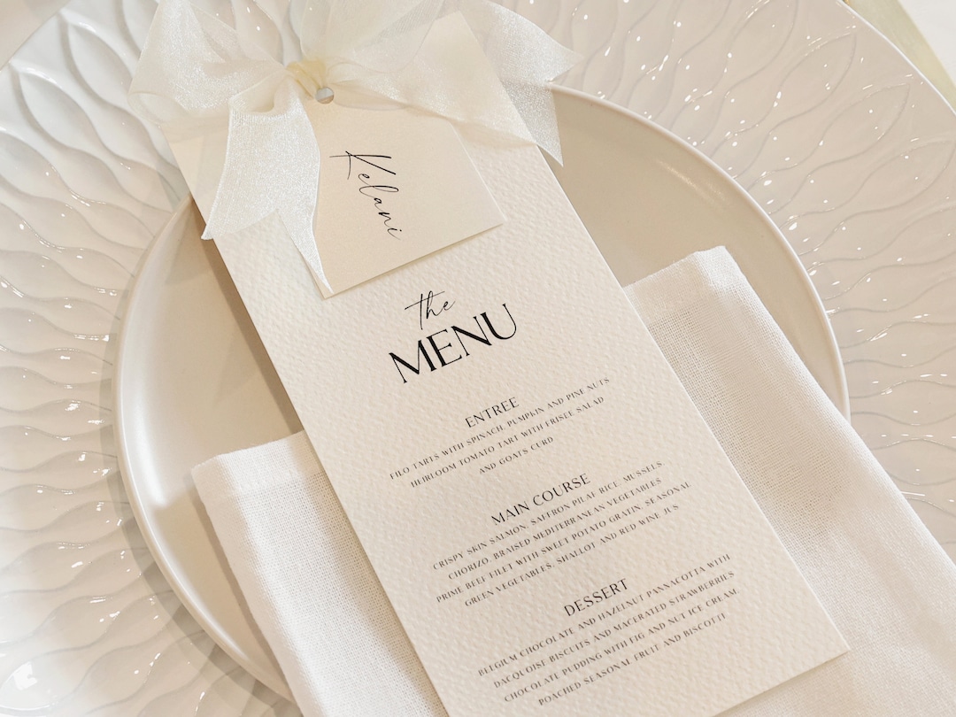 Wedding Menu Cards Place Settings Bundle Digital Template Minimalist ...