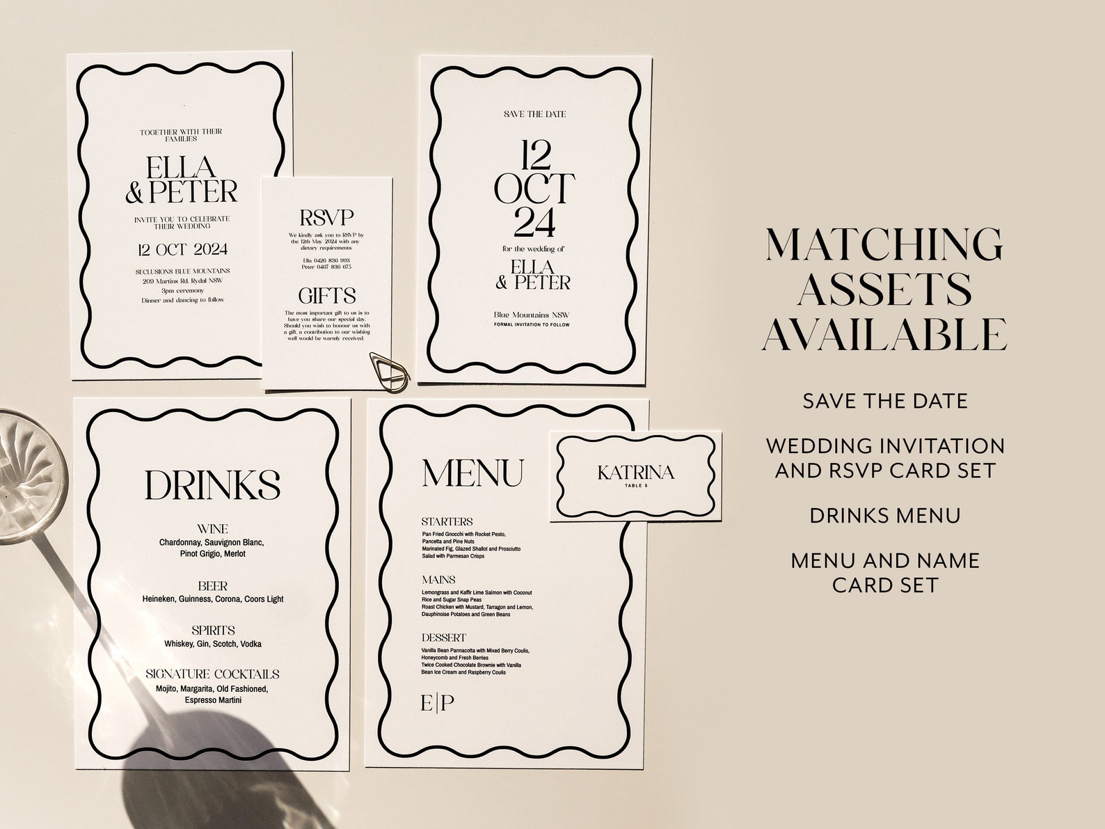 Wave Drinks Menu Template Elegant Bar Menu Design Instant Download ...
