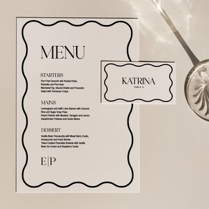 Wave Menu & Name Card Digital Template - Editable Wedding Stationery ...