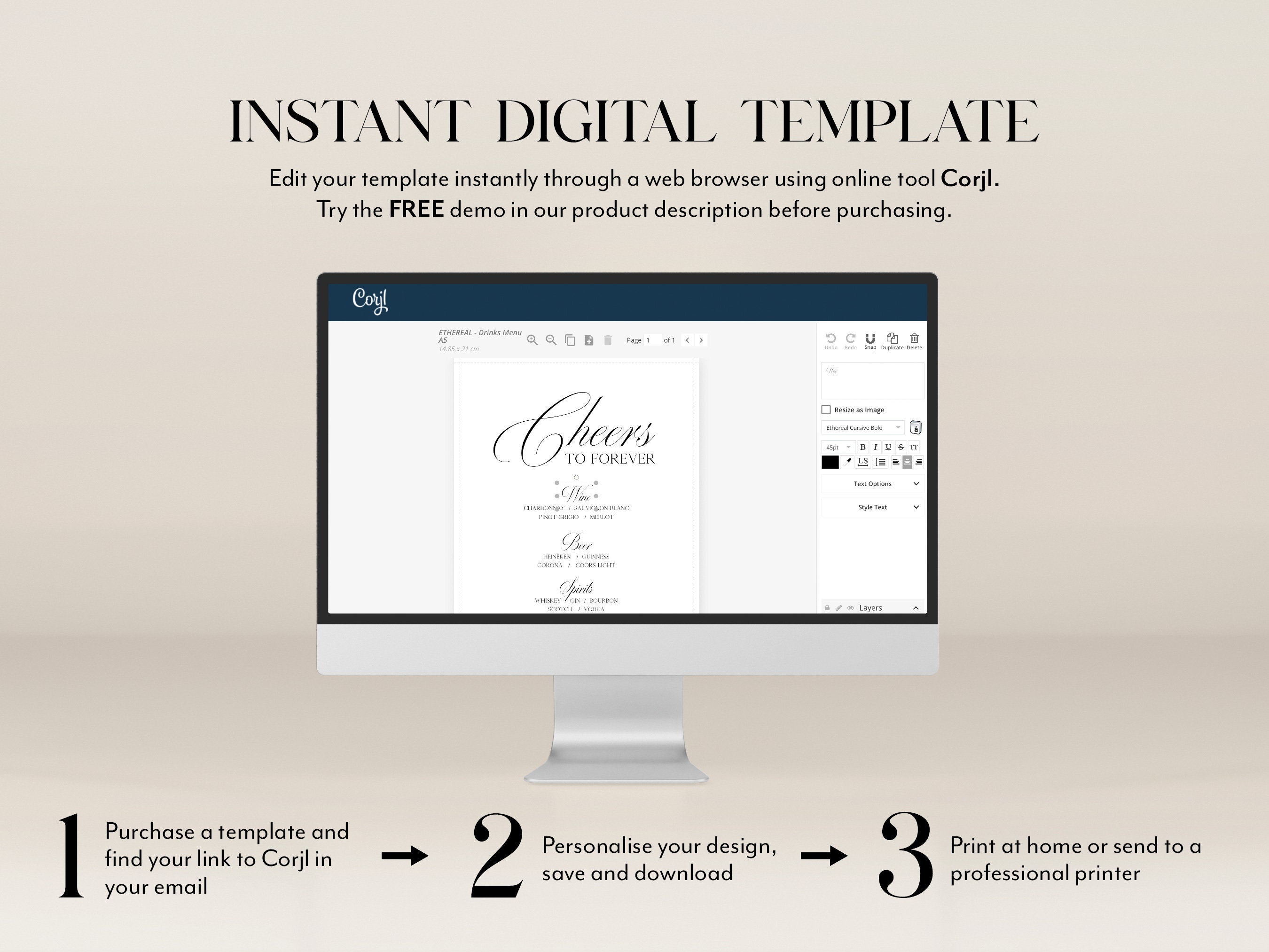 Cheers to Forever Wedding Drinks Menu Template Event Drinks Menu to ...