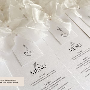 Minimal Printed Wedding Menu and Name Card for Event Nora Customizable ...