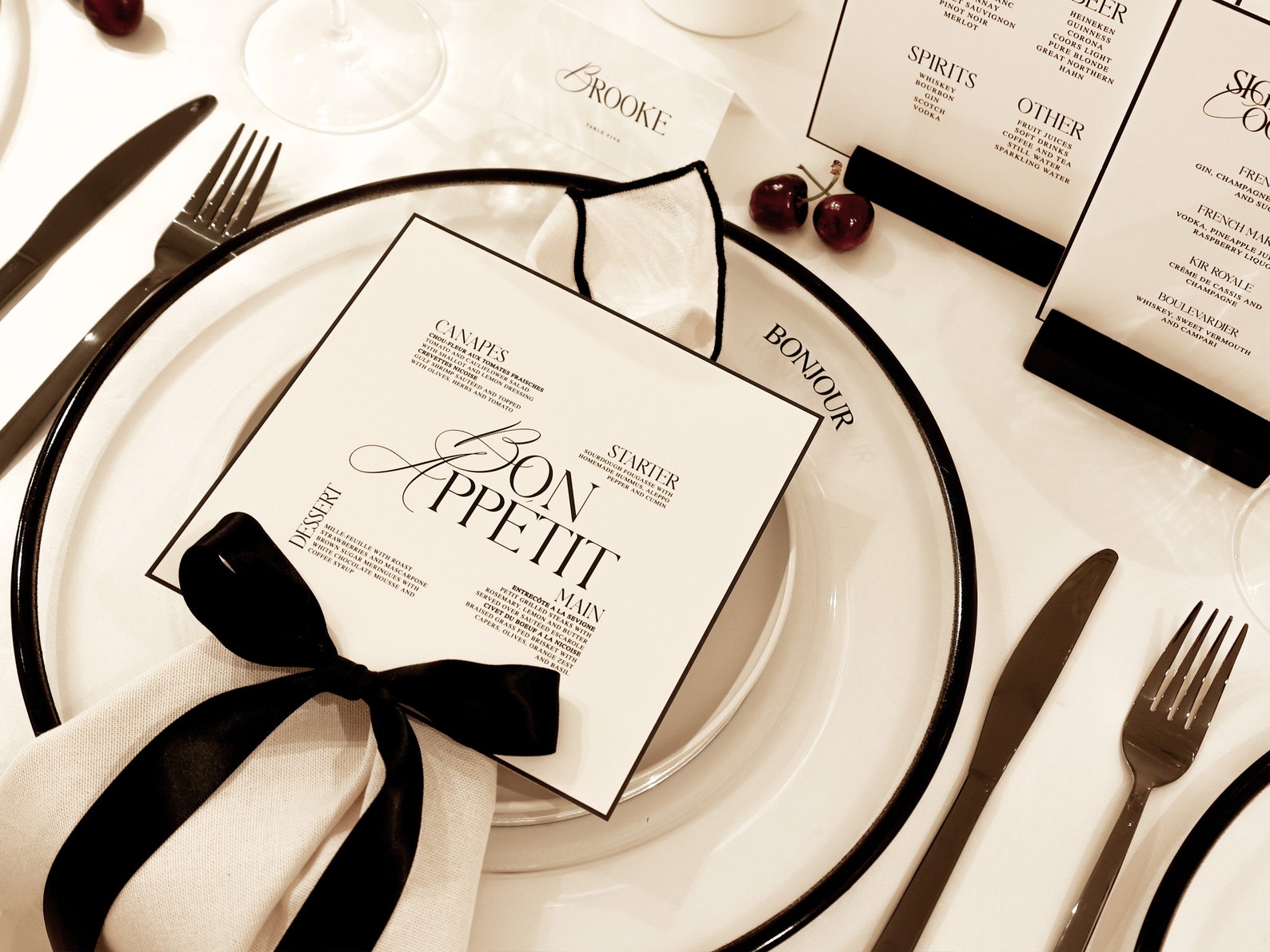 Wedding Menu Bundle Name Place Cards Digital Template Minimalist Table ...