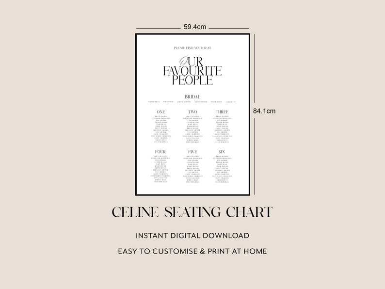 Celine Collection Wedding A1 Seating Chart French-inspired Elegant ...