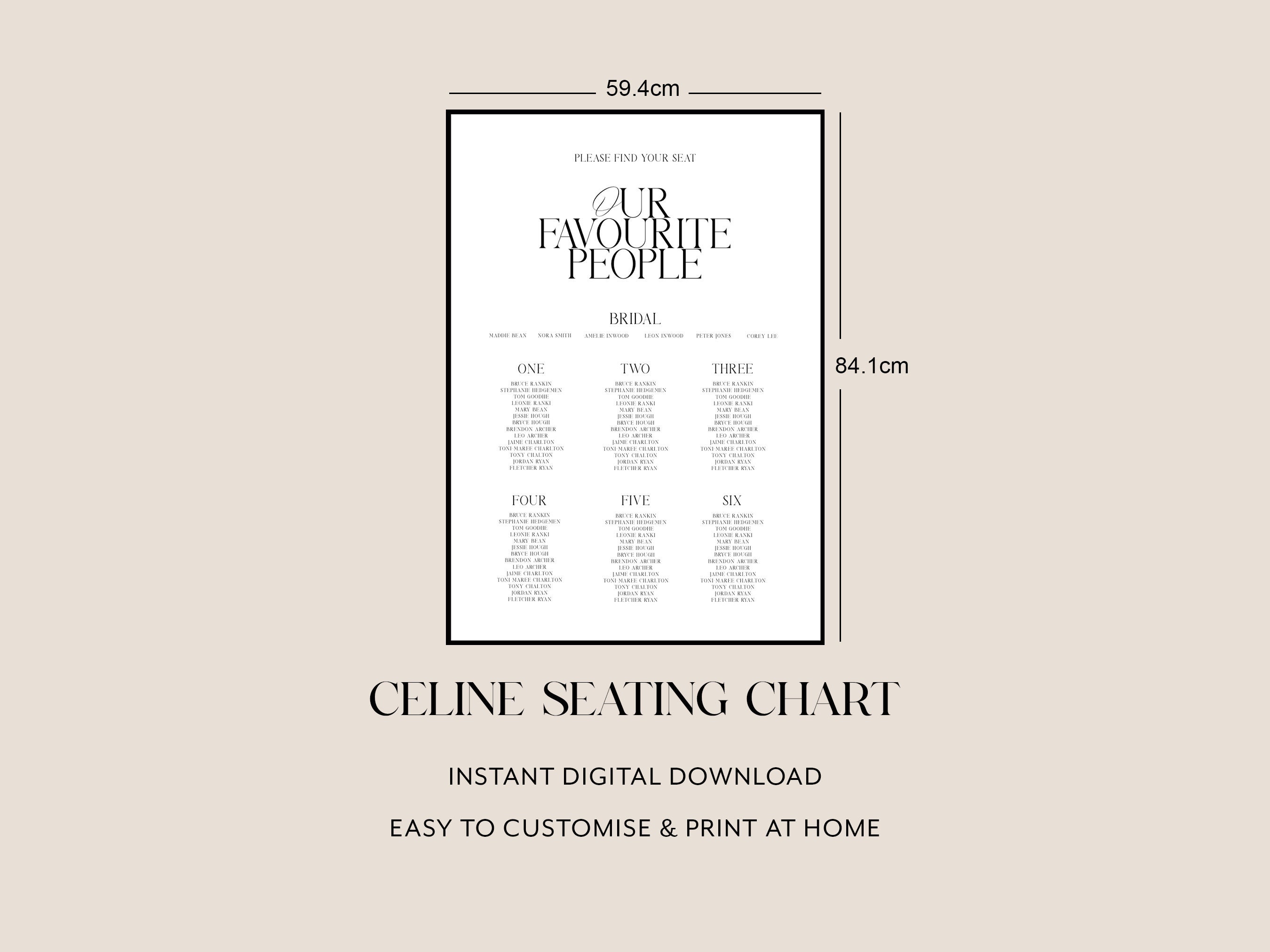 Celine Collection Wedding A1 Seating Chart French-inspired Elegant ...