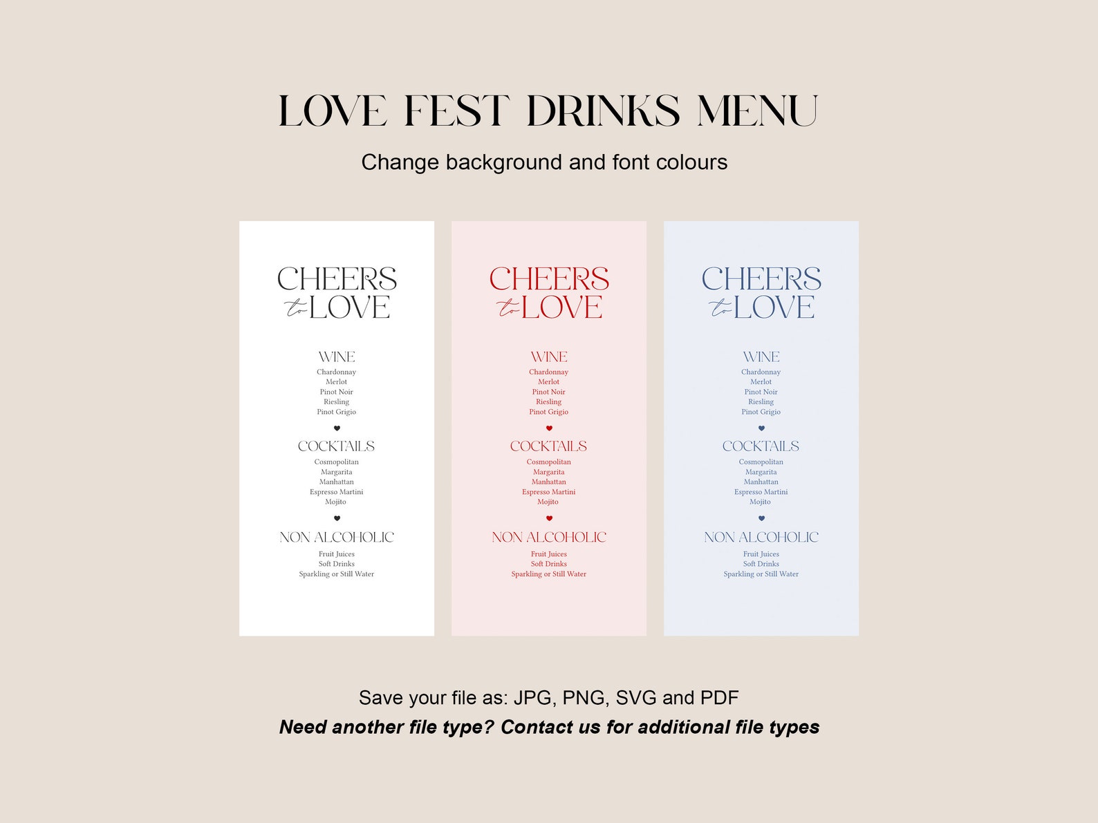 Cheers to Love Drinks Menu Template Minimal Drinks Sign Signature Drink ...