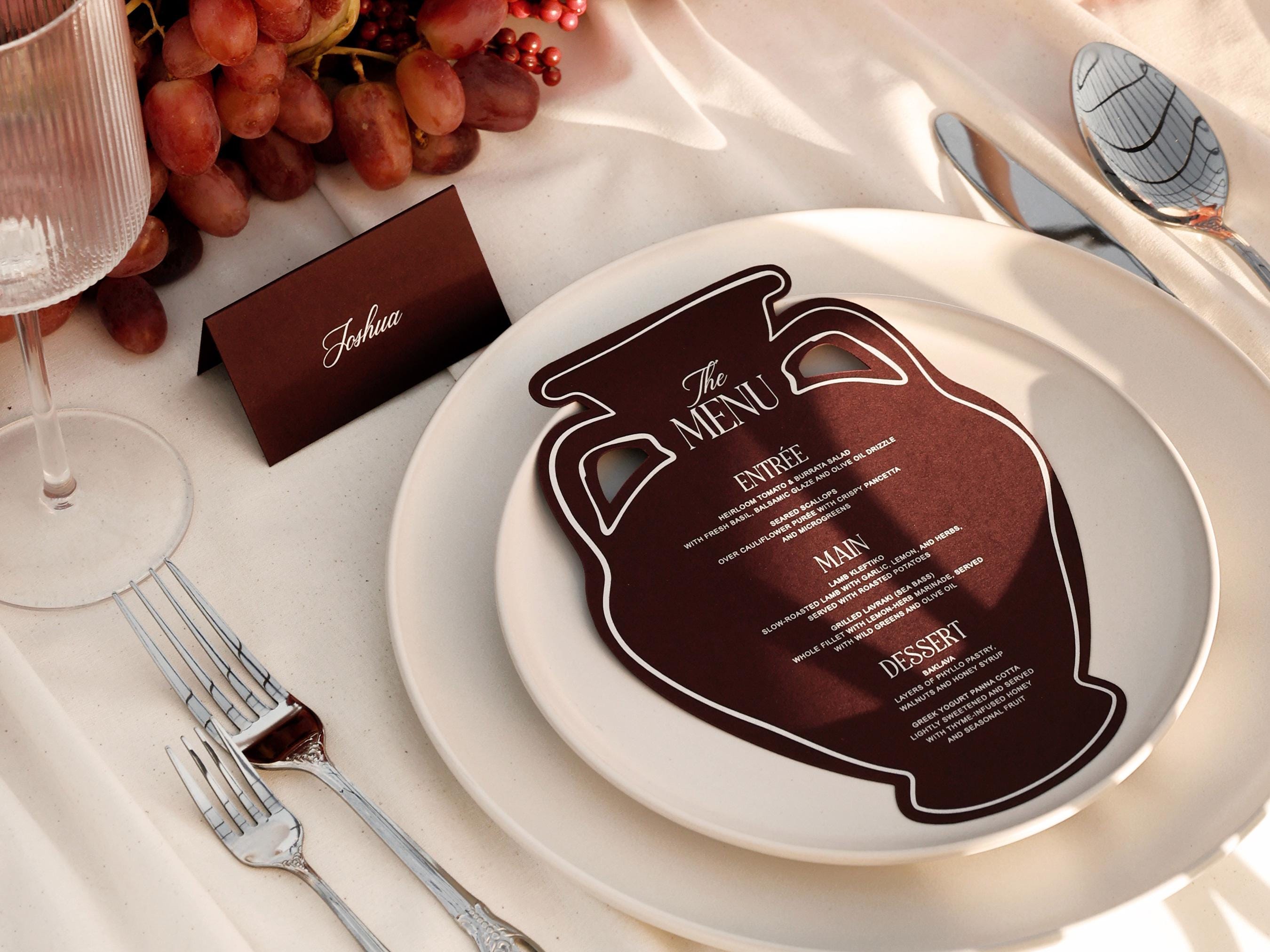 Wedding Menu Urn Shaped Template Editable A5 Digital File Mediterranean ...