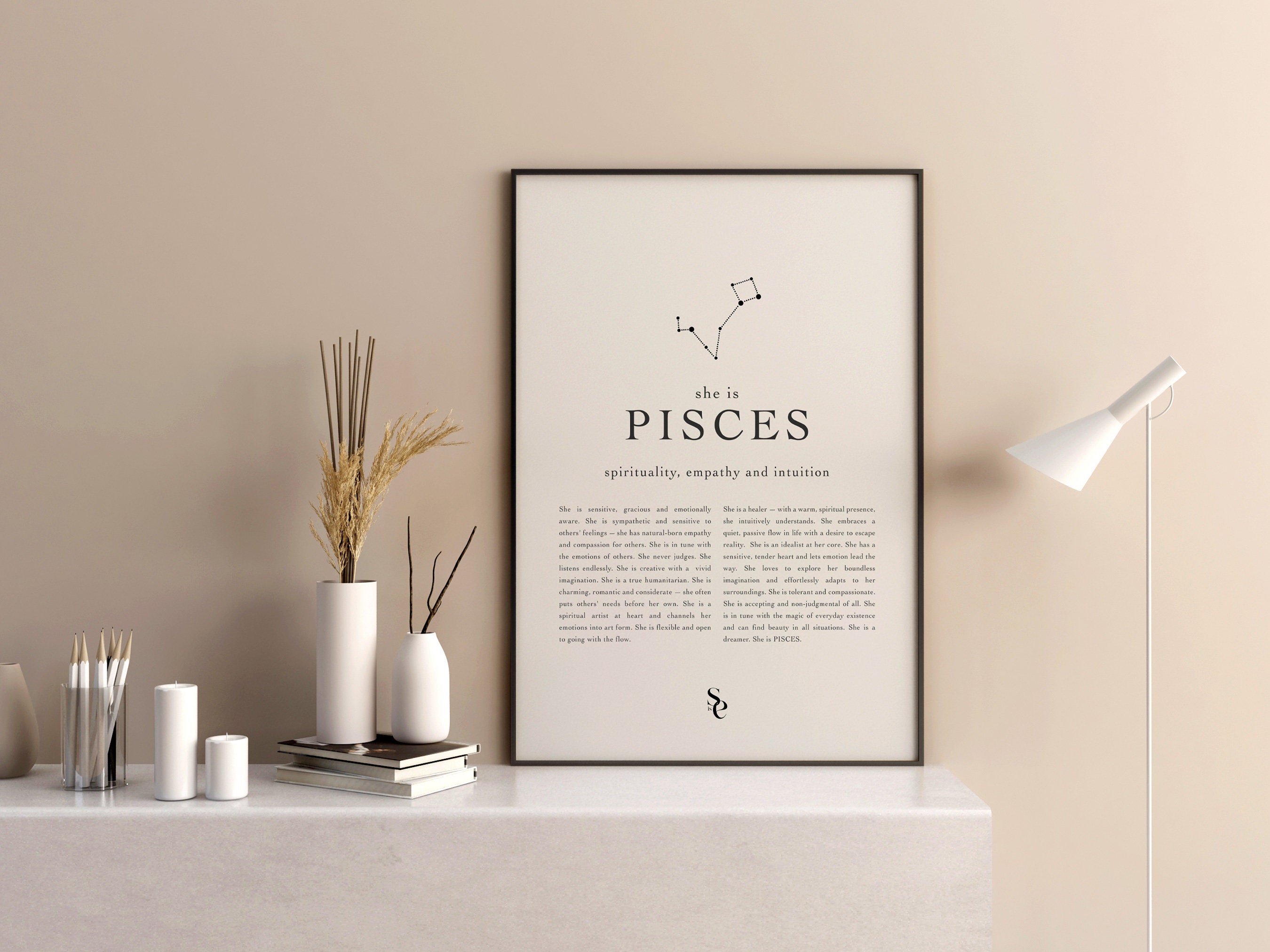 Pisces Star Sign Instant Download Print Pisces Gift Zodiac Printable ...