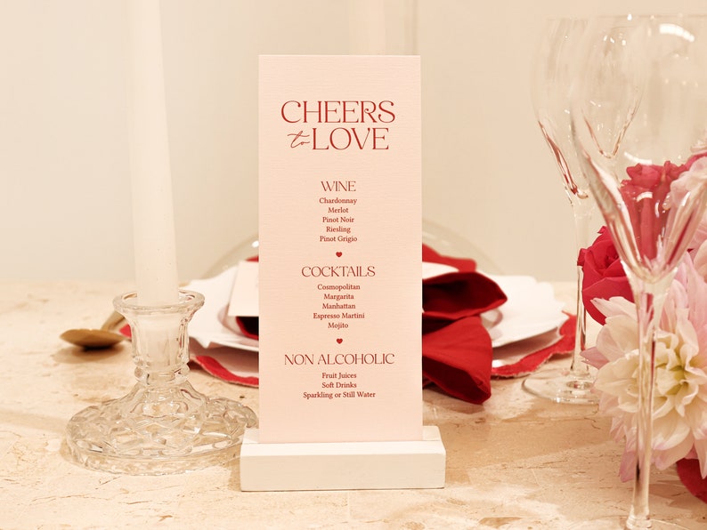 Cheers to Love Drinks Menu Template Minimal Drinks Sign Signature Drink ...