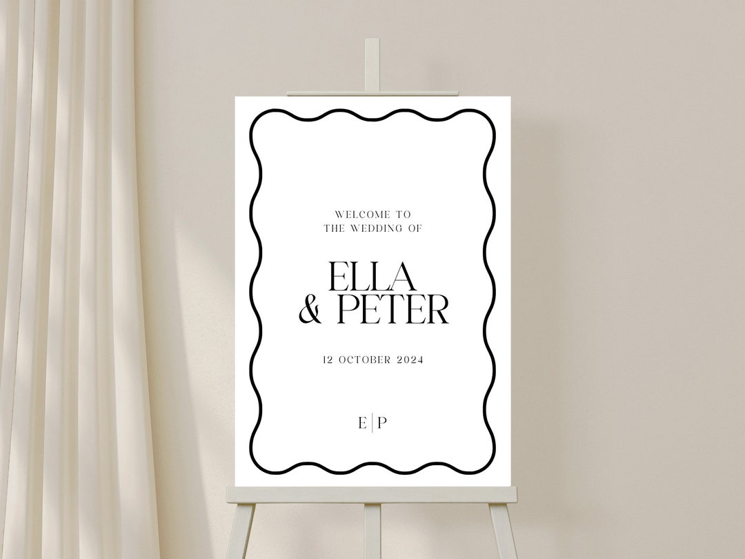 Modern Wavy Welcome Sign Digital Download for Wedding Reception Sign ...
