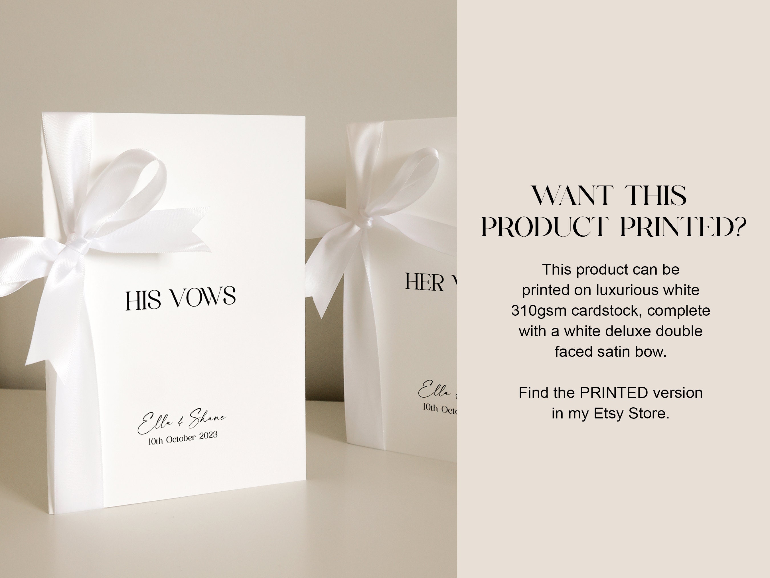 Personalized Vow Card Set for Bride and Groom Elegant Wedding Vow Cards ...