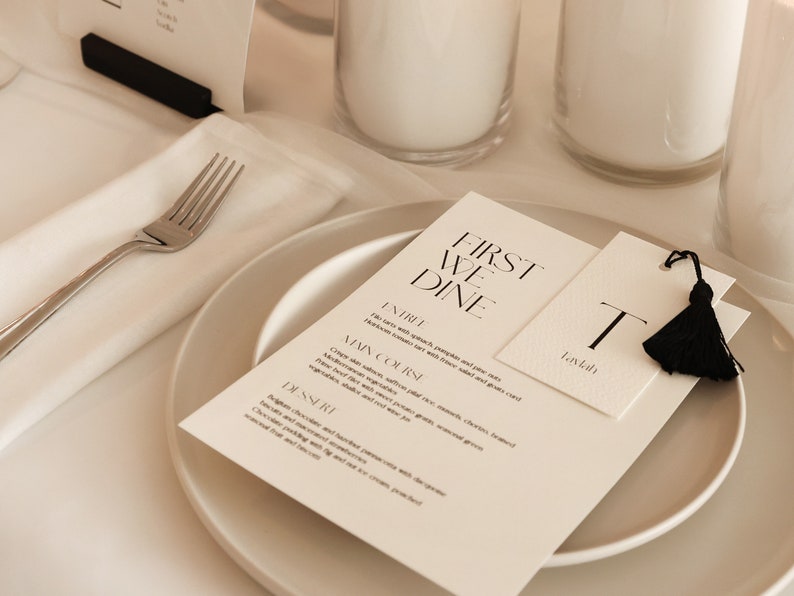 Wedding Bundle Menu and Name Card Digital Template Minimal - Etsy