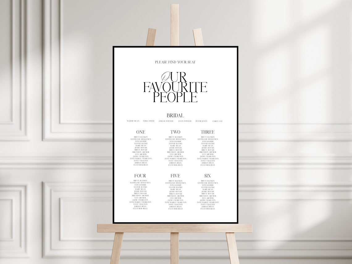 Celine Collection Wedding A1 Seating Chart French-inspired Elegant ...