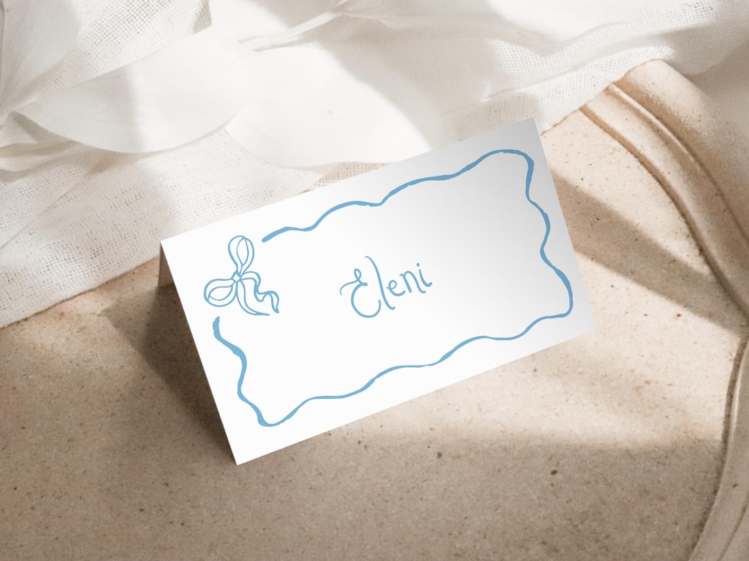 Something Blue Folded Name Cards Digital Template Folded Place Cards ...