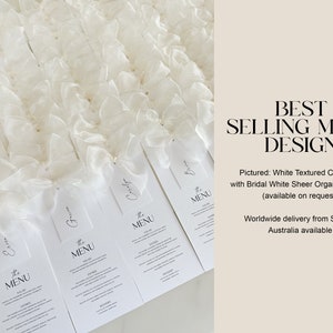 Minimal Printed Wedding Menu and Name Card for Event Nora Customizable ...