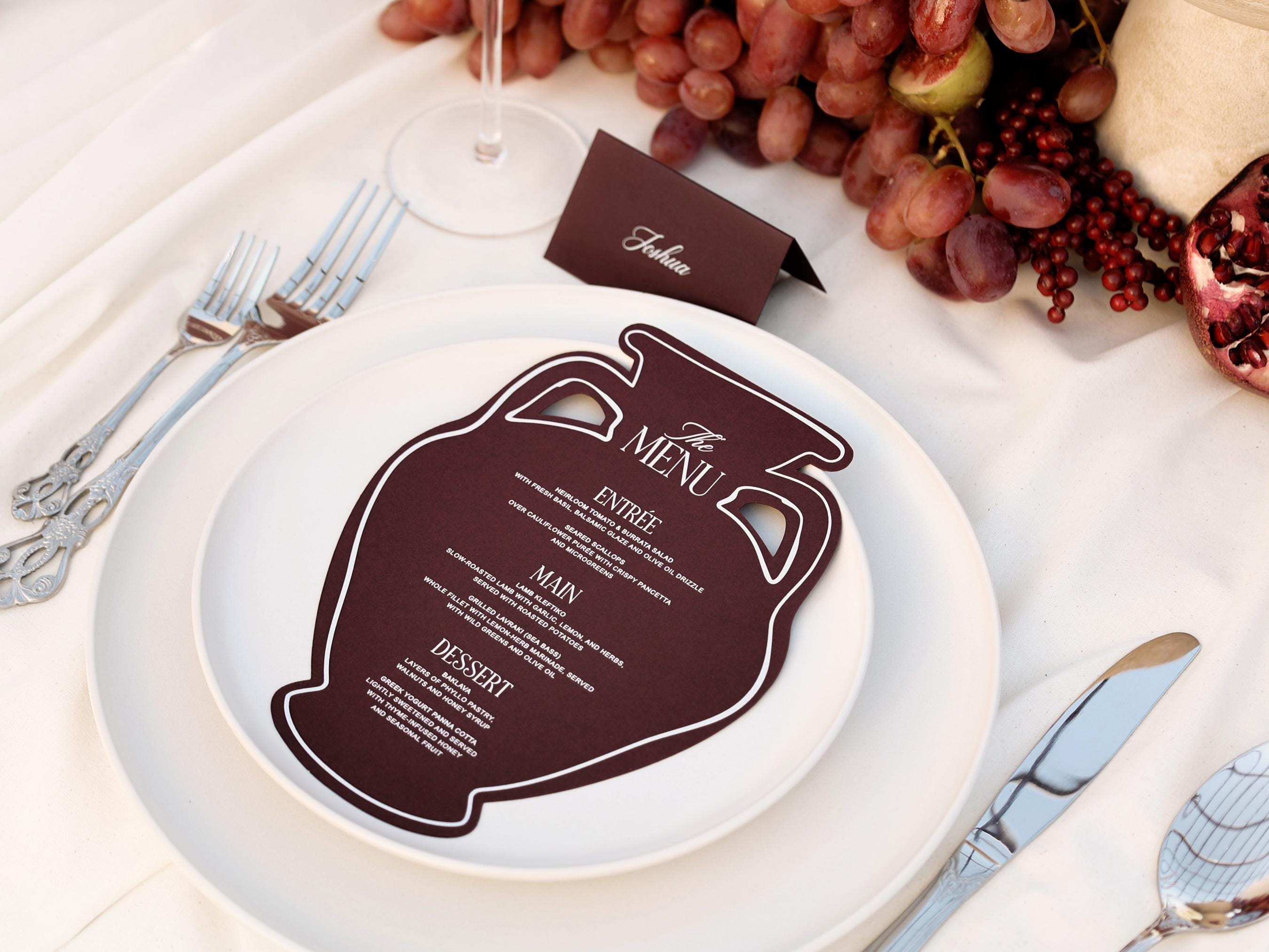 Wedding Menu Urn Shaped Template Editable A5 Digital File Mediterranean ...