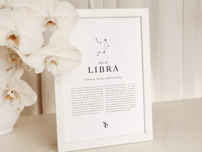 Signature Libra Star Sign Instant Download Print, Libra Gift, Zodiac ...