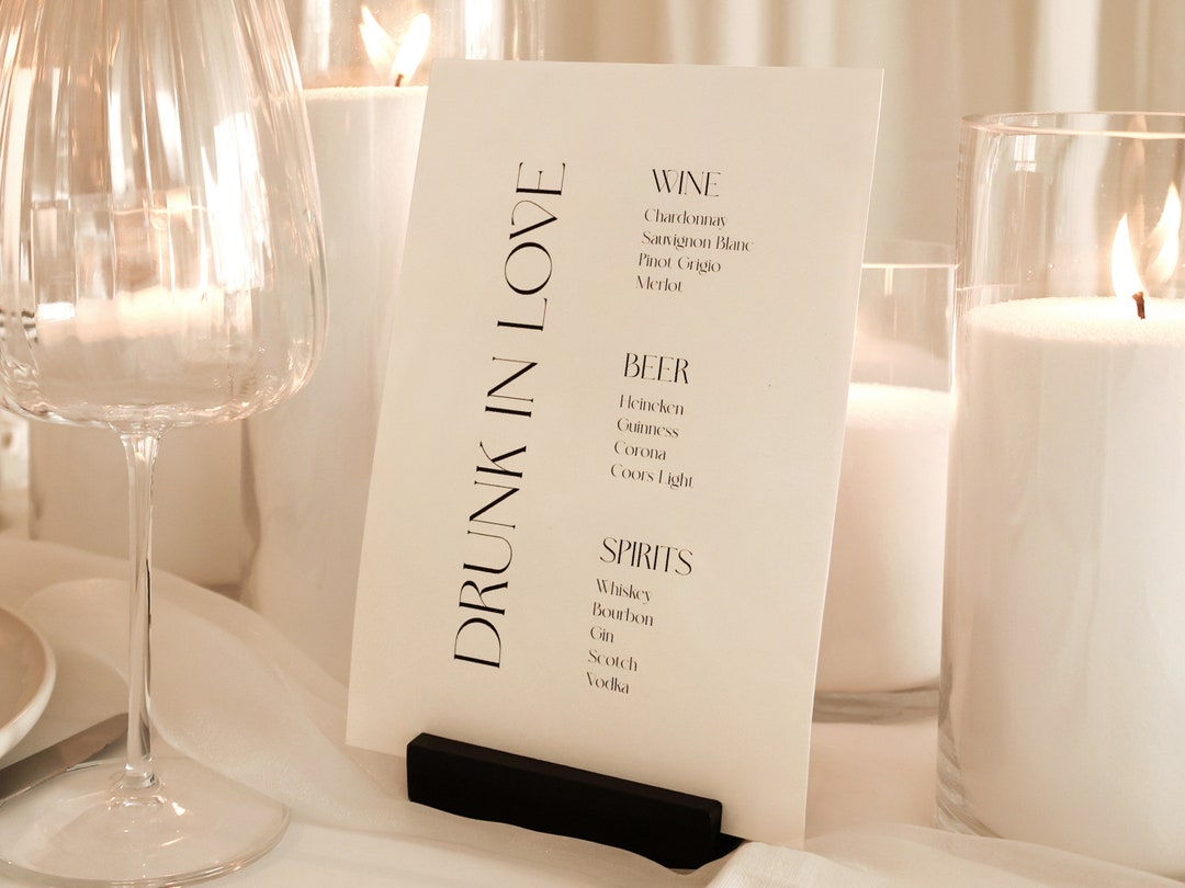 Wedding Drinks Menu Template Minimal Drinks Bundle Menu Modern Drunk in ...