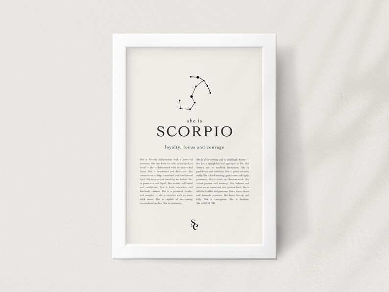 Scorpio Star Sign Instant Download Print Wall Art Zodiac Printable ...