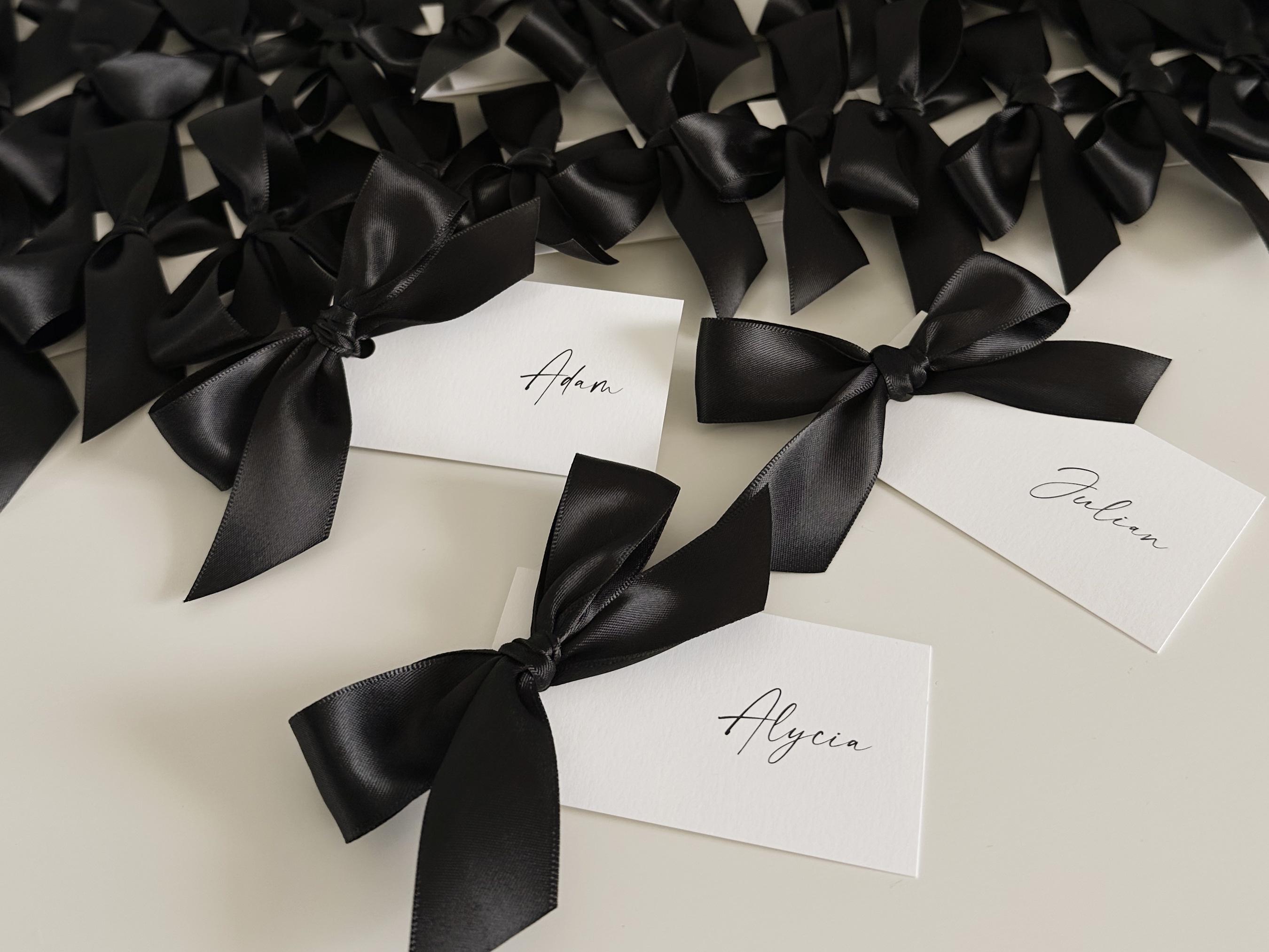 Minimal Name Cards Printed Place Cards With Satin Ribbon Custom Guest ...