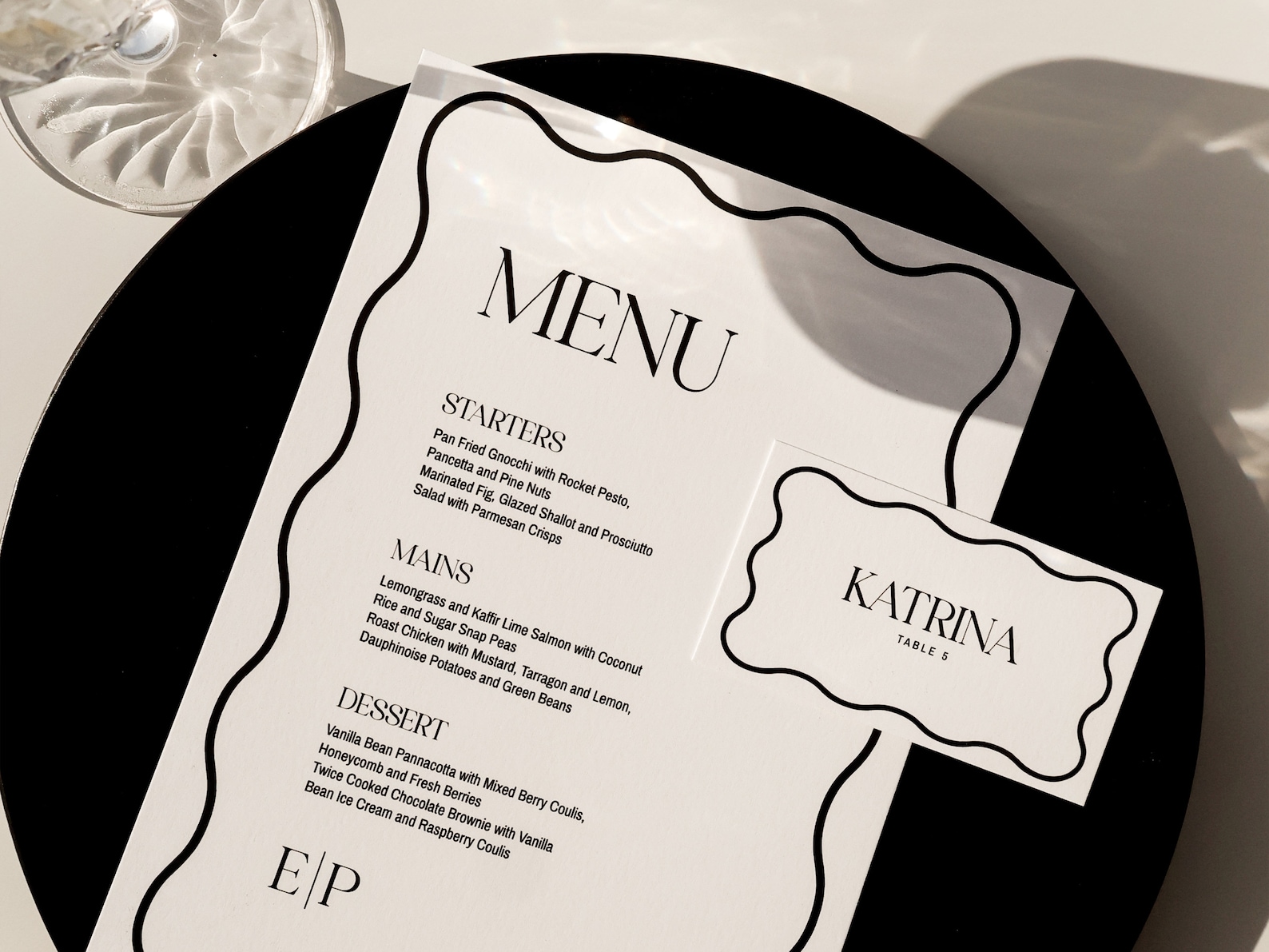 Wave Menu & Name Card Digital Template - Editable Wedding Stationery ...