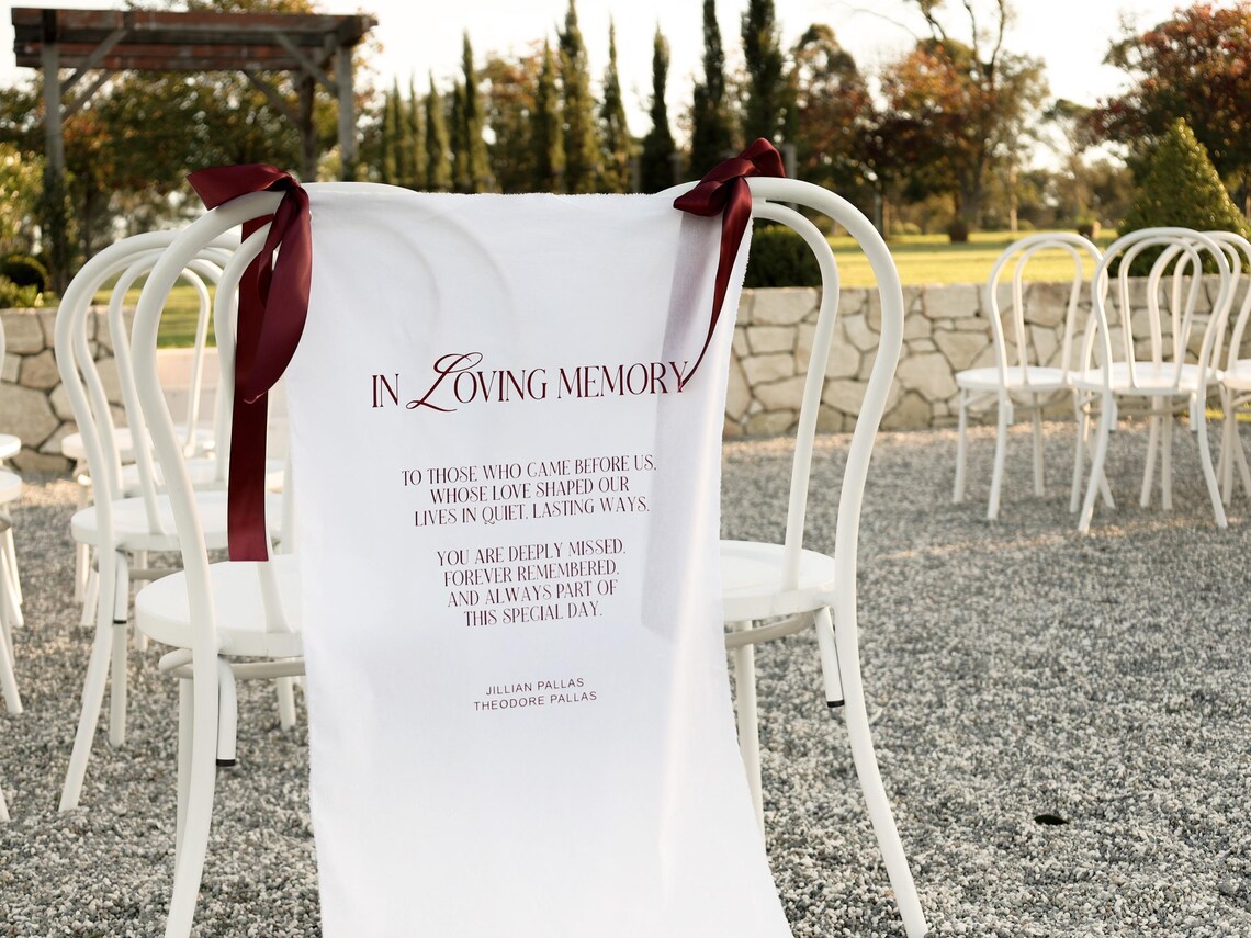 In Loving Memory Wedding Fabric Sign Personalised Cotton Memorial ...