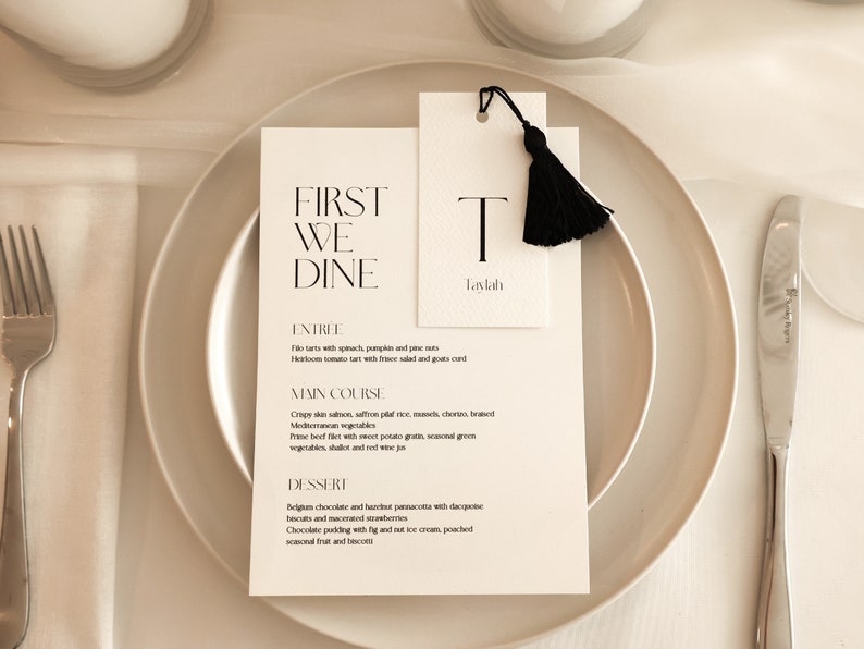Wedding Bundle Menu and Name Card Digital Template Minimal - Etsy