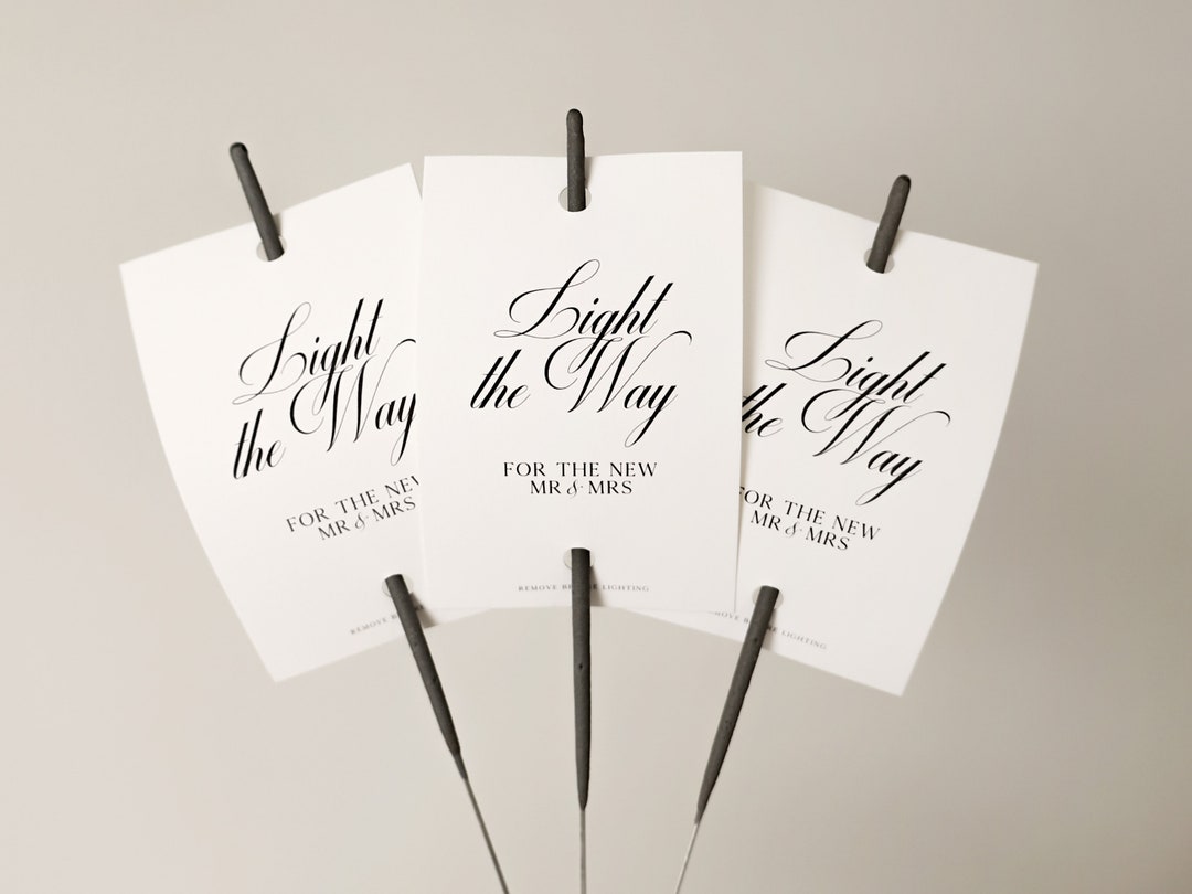 Printable Wedding Sparkler Tags Light the Way Digital Download Wedding ...