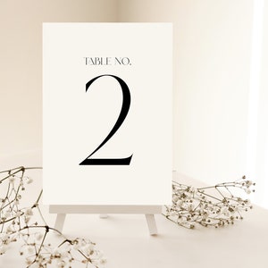 Wedding Table Numbers Template Minimal Number Modern Table Editable ...