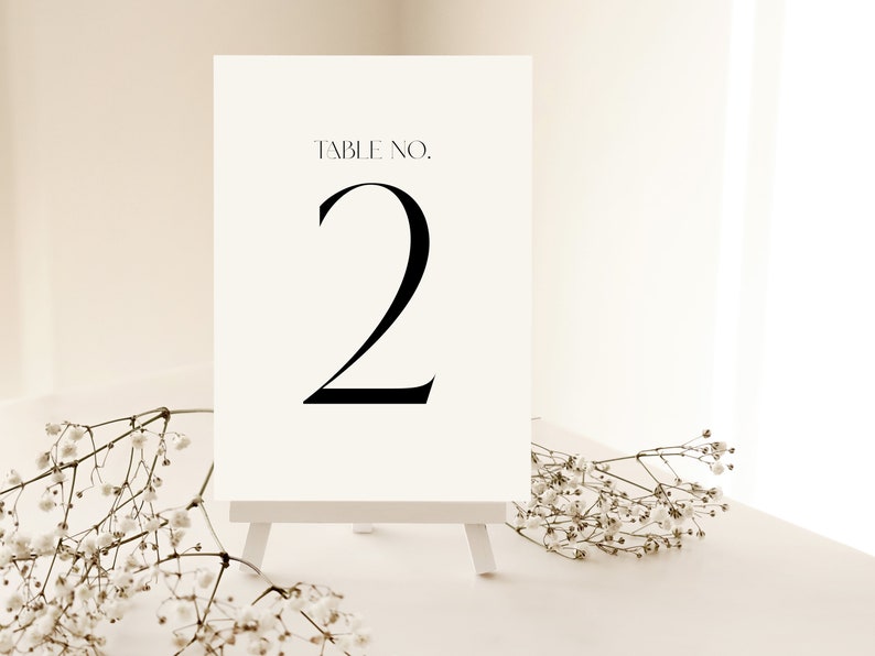 Wedding Table Numbers Template Minimal Number Modern Table - Etsy