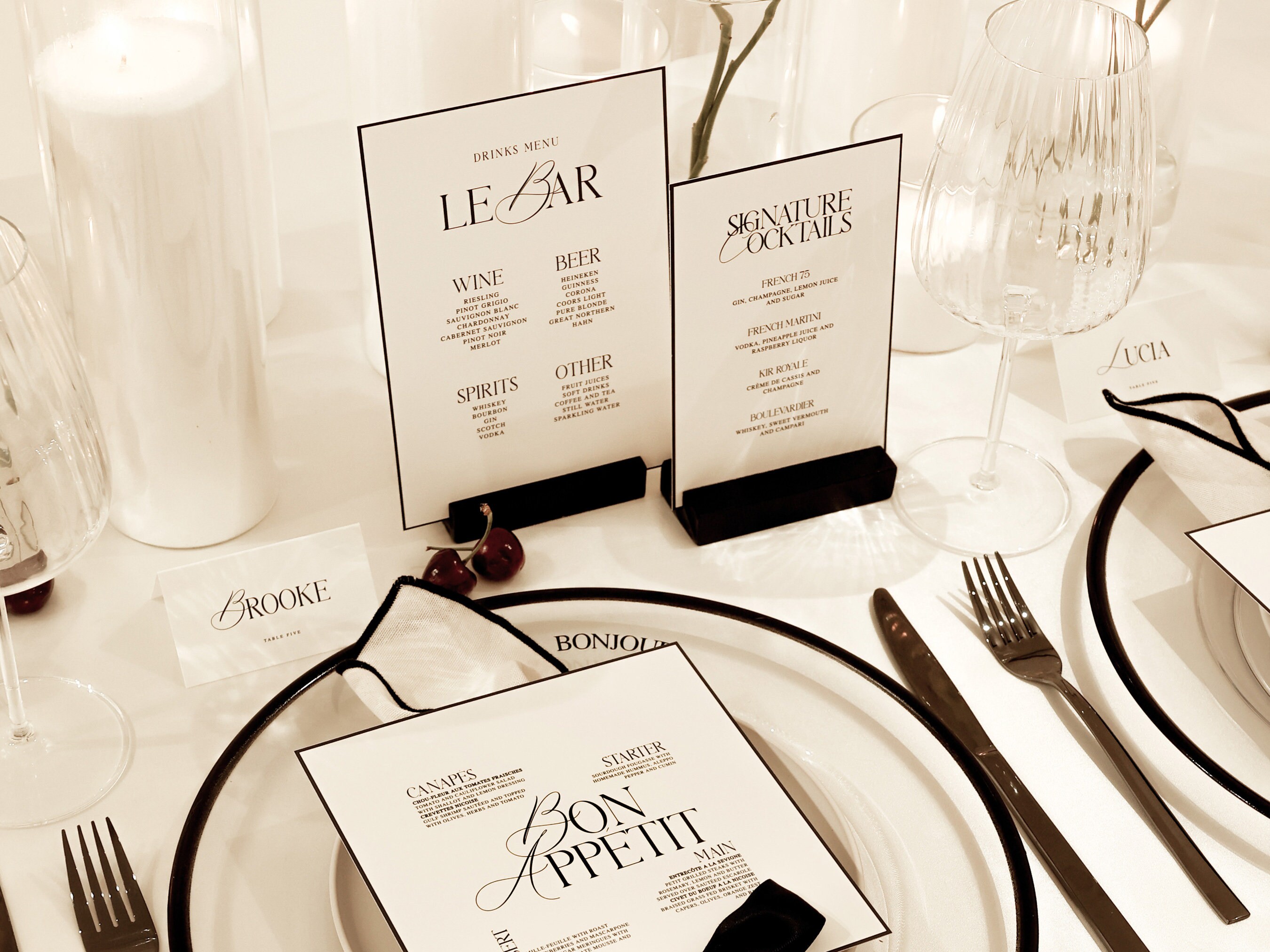 Wedding Drinks Menu Set Bar Menu & Signature Cocktail Menu Templates ...