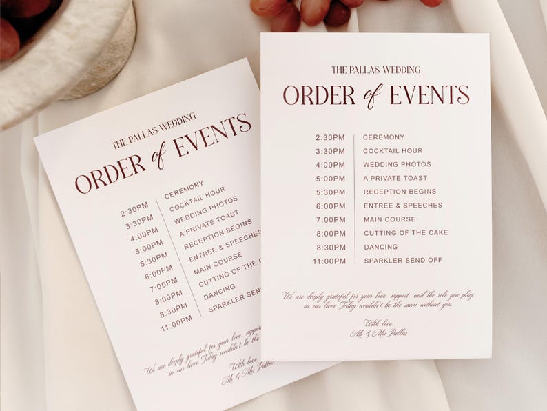 Wedding Program Template Editable Order of Events Sign A5 Digital ...