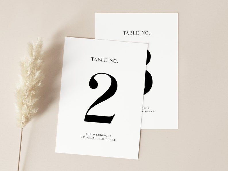 Wedding Table Numbers Simple Print Table Number for Event - Etsy