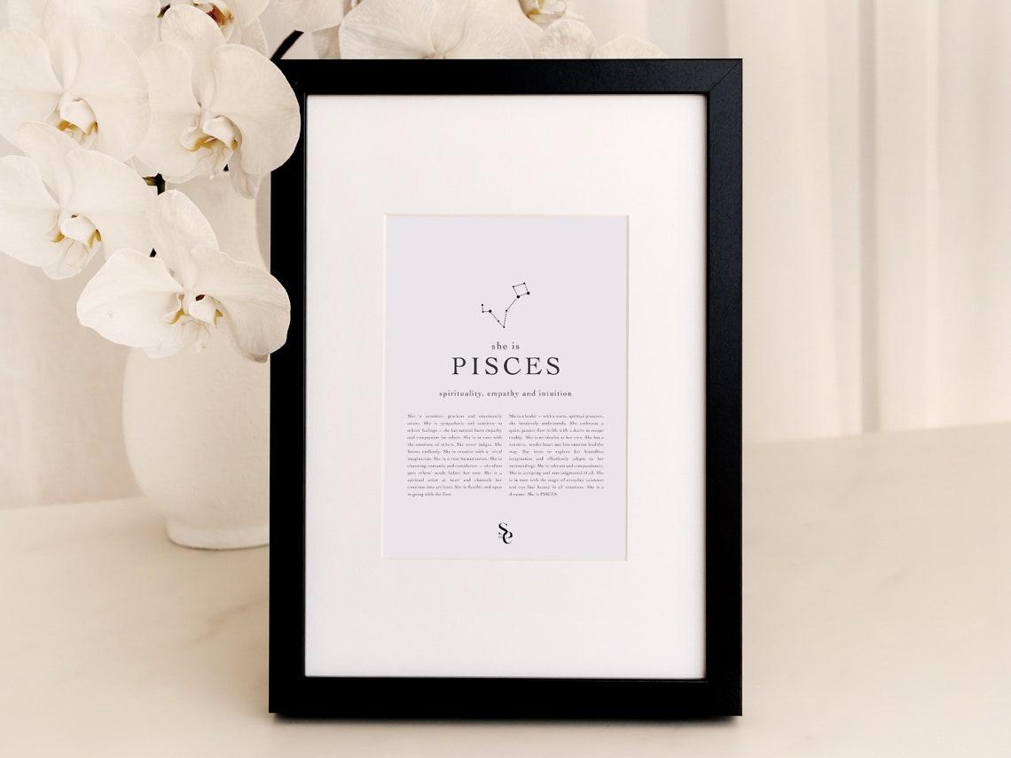 Pisces Star Sign Instant Download Print Pisces Gift Zodiac Printable ...