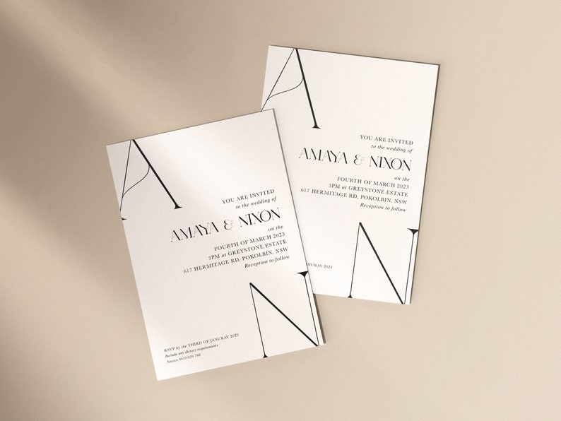 Minimal Wedding Invitation Print Ready Maya Customizable Elegant ...
