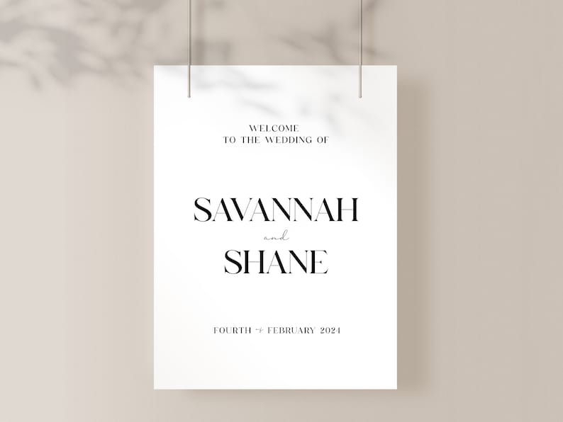 Welcome Sign, Editable Welcome Sign, Digital Download, Minimal Wedding ...
