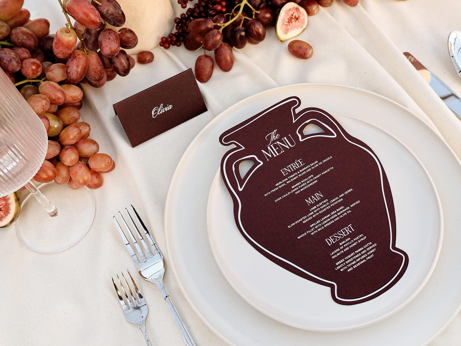 Wedding Menu Urn Shaped Template Editable A5 Digital File Mediterranean ...