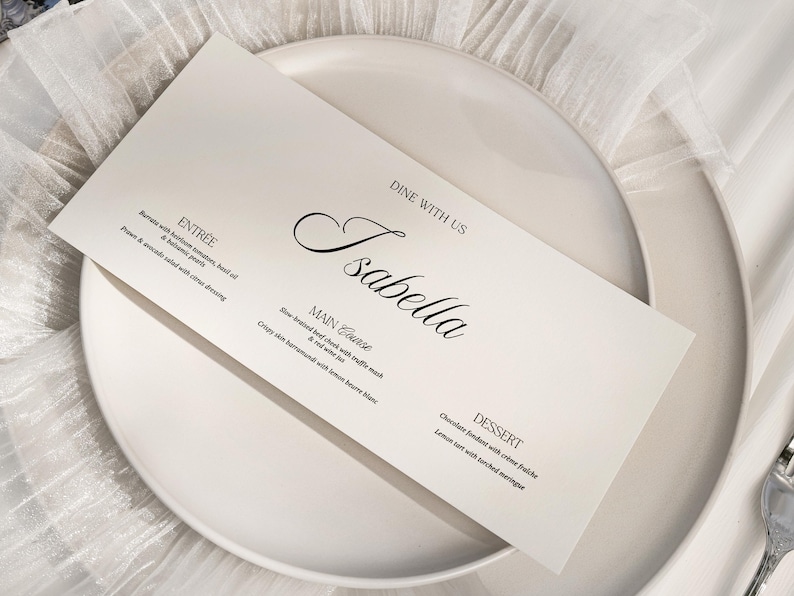 Wedding Menu Guest Name Landscape Romantic Menu Card Editable Digital ...