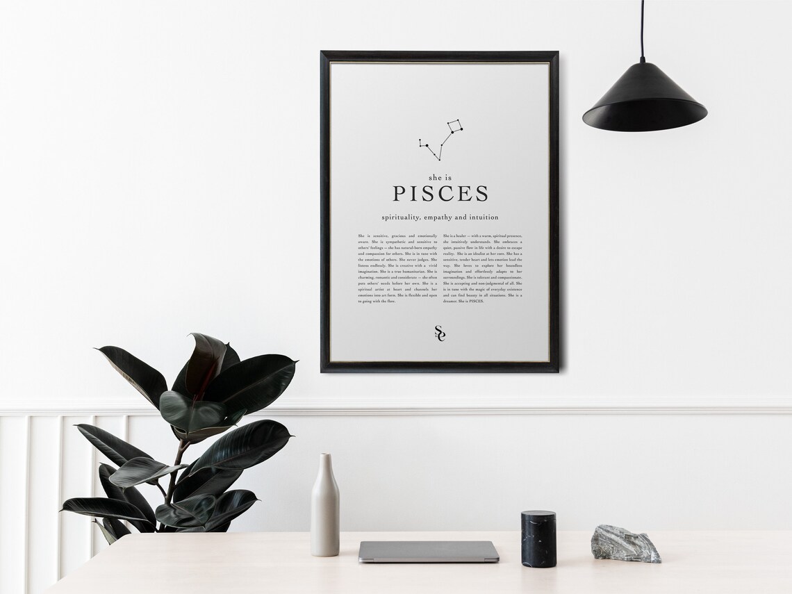 Pisces Star Sign Instant Download Print Pisces Gift Zodiac Printable ...