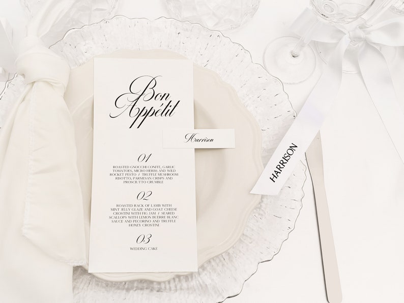 Wedding Menu & Name Card Digital Template Cards Place Settings Bundle ...