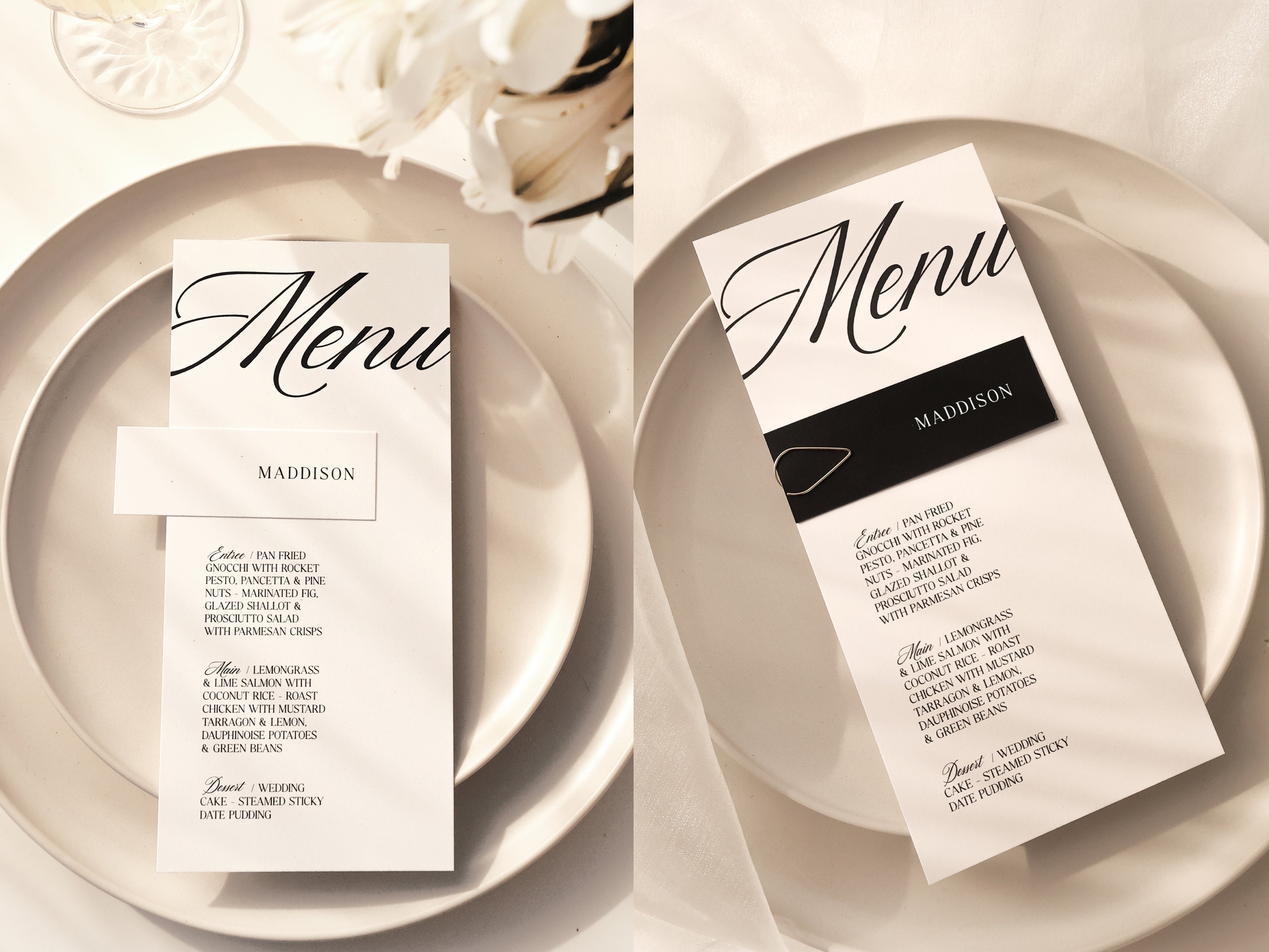 Menu and Name Card Digital Template Wedding Menu,event Table Decoration ...