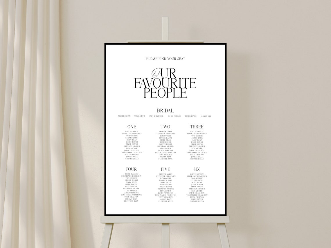 Celine Collection Wedding A1 Seating Chart French-inspired Elegant ...