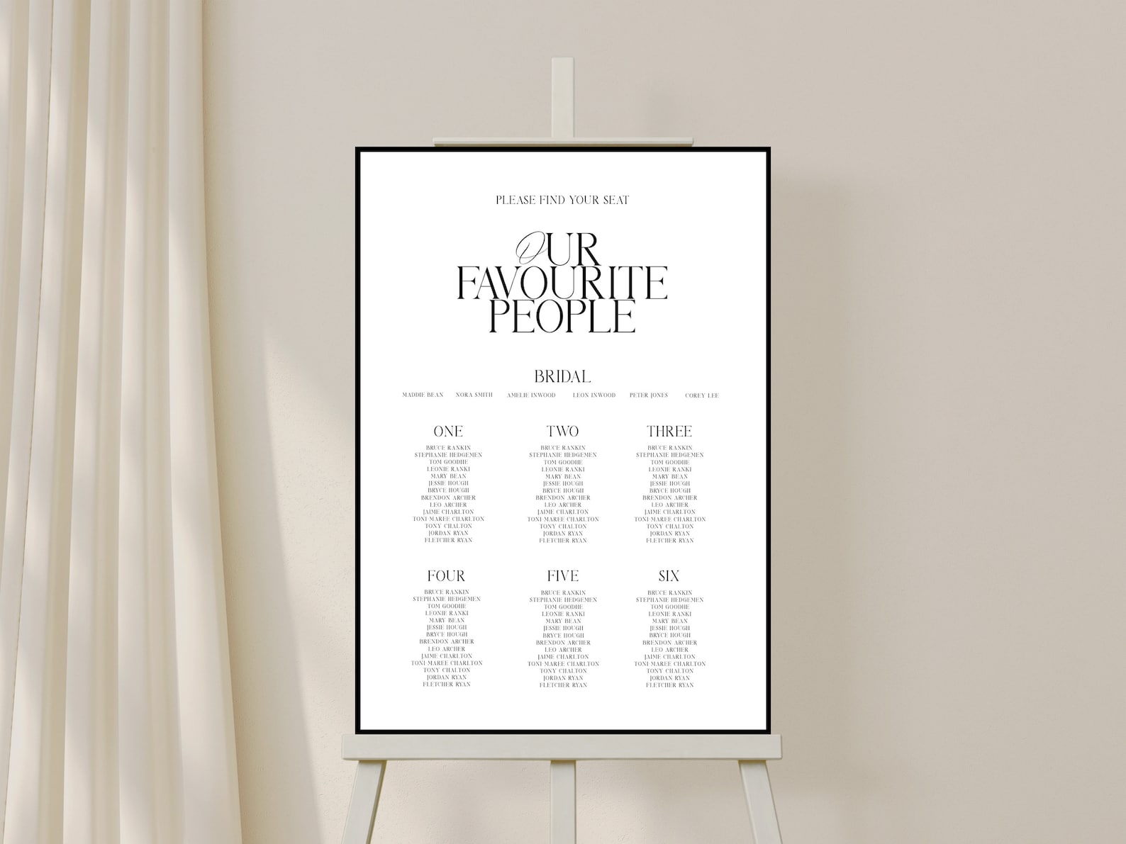Celine Collection Wedding A1 Seating Chart French-inspired Elegant ...