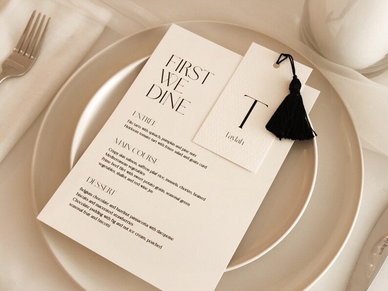 Wedding Bundle Menu and Name Card Digital Template Minimal - Etsy