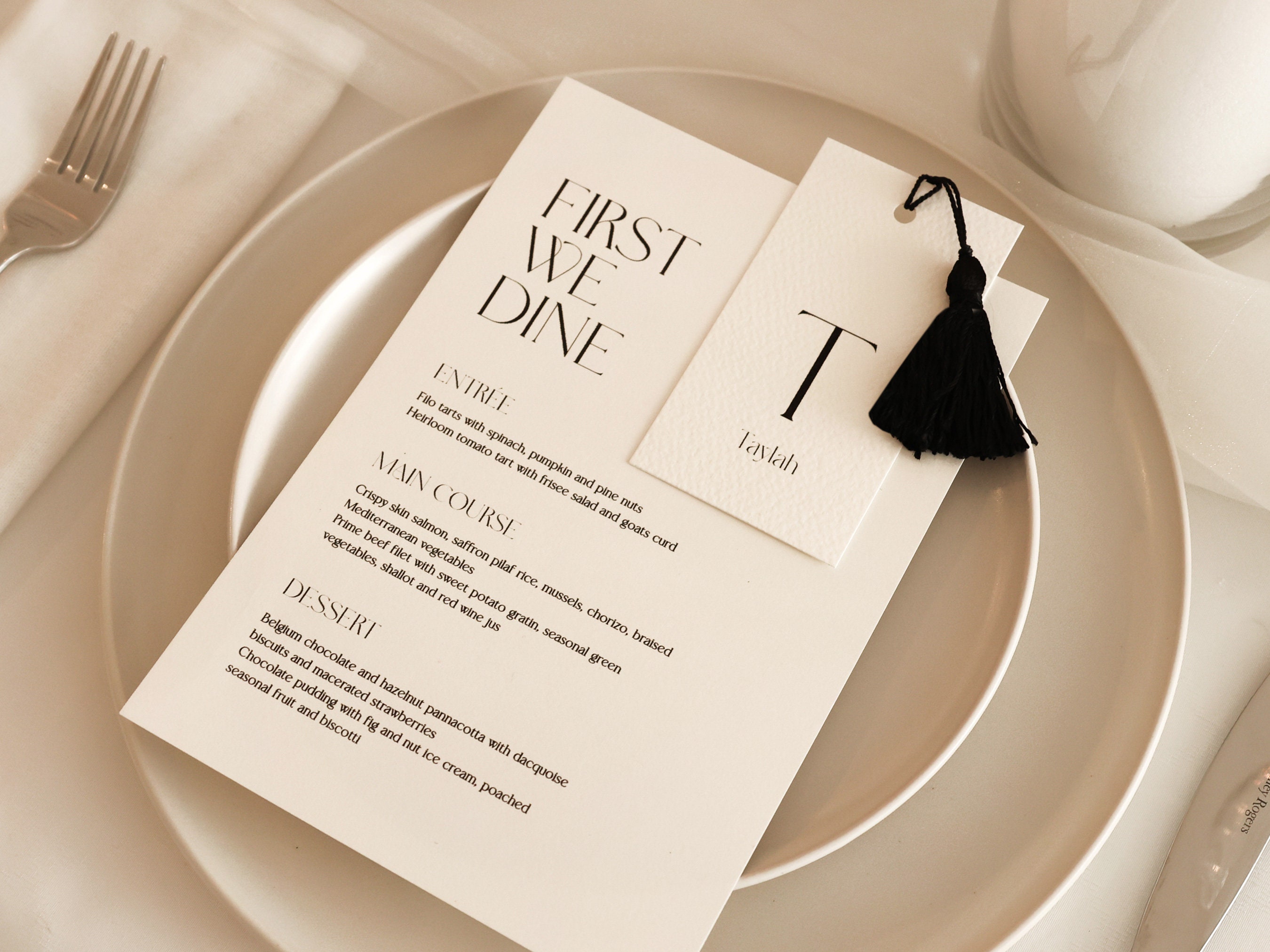 Wedding Bundle Menu and Name Card Digital Template Minimal - Etsy Australia