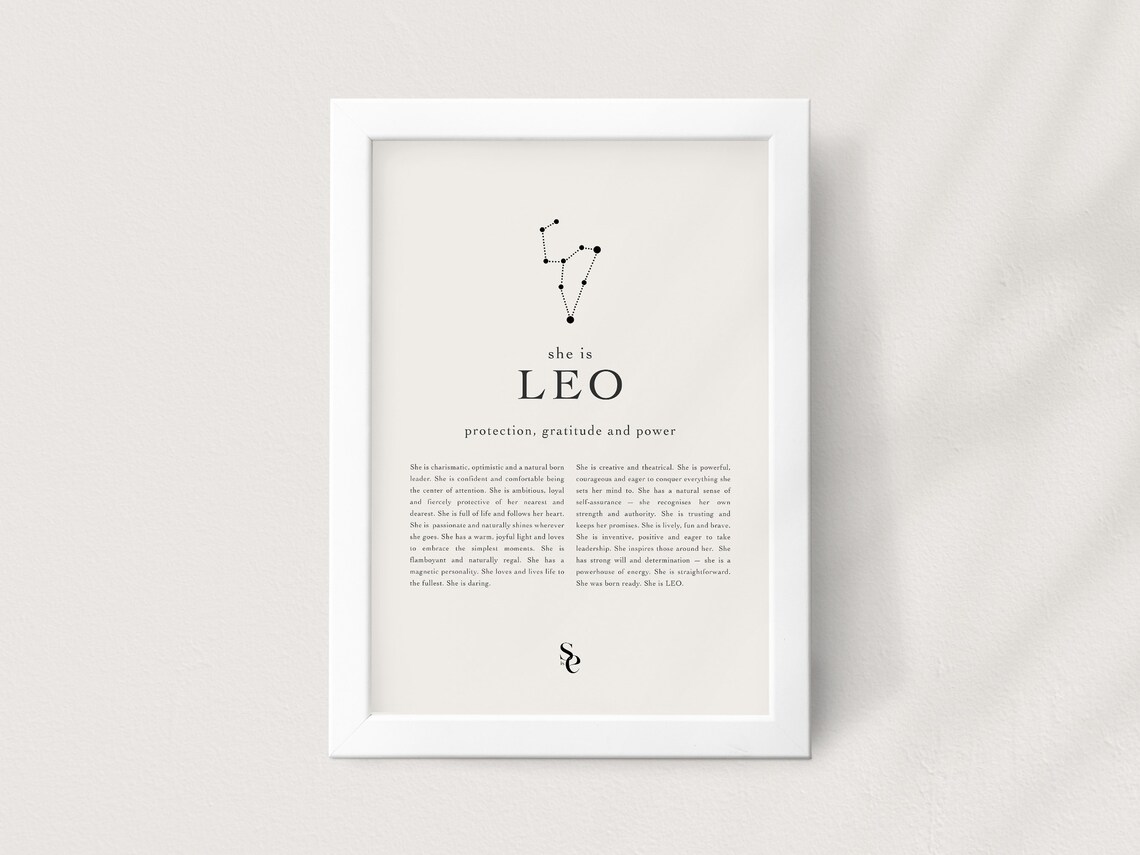 Signature Leo Star Sign Instant Download Print, Zodiac Printable, Leo ...