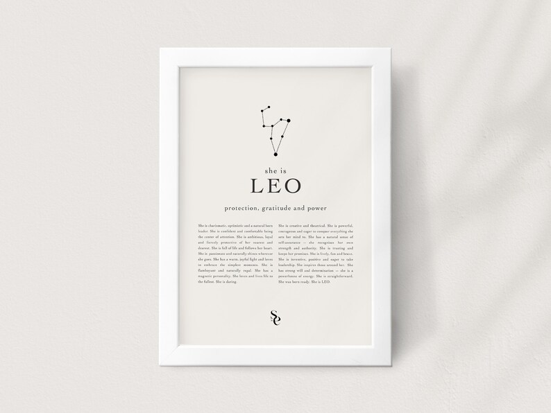 Signature Leo Star Sign Instant Download Print Zodiac - Etsy