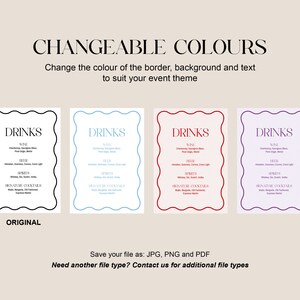 Wave Drinks Menu Template Elegant Bar Menu Design - Instant Download ...
