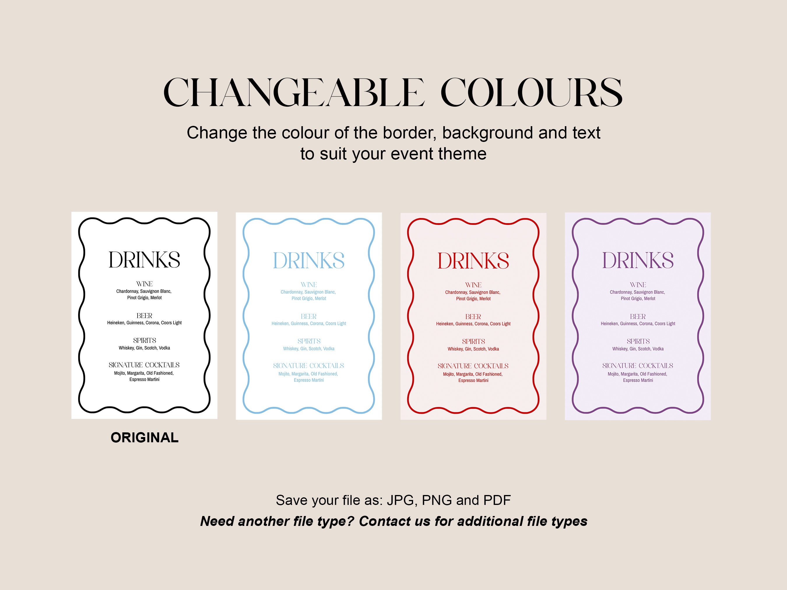 Wave Drinks Menu Template Elegant Bar Menu Design Instant Download ...
