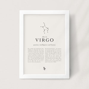 Virgo Print for Wall Virgo Star Sign Instant Download Print Zodiac ...